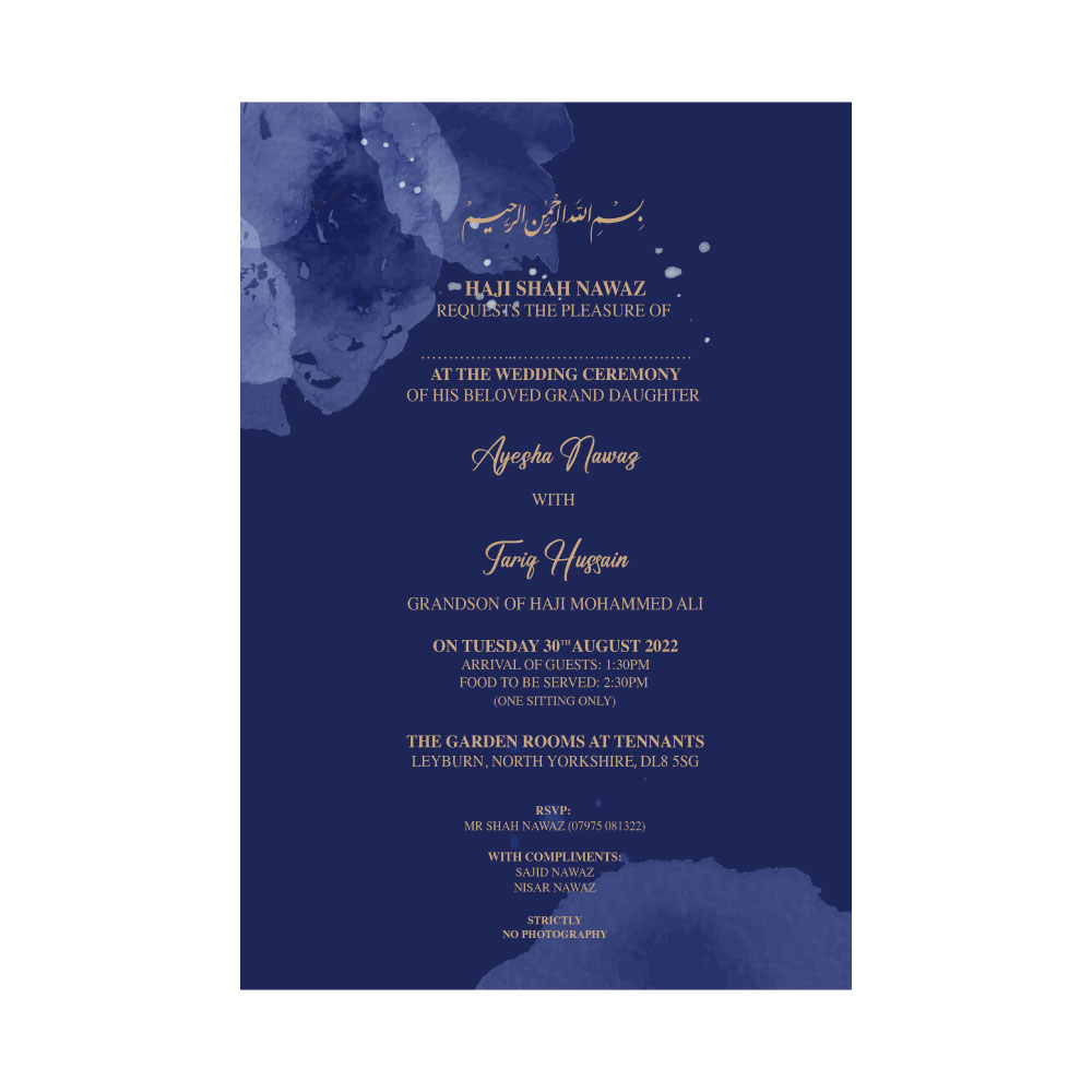Wedding Invitation | Midnight Blue | Shaadi Invitation
